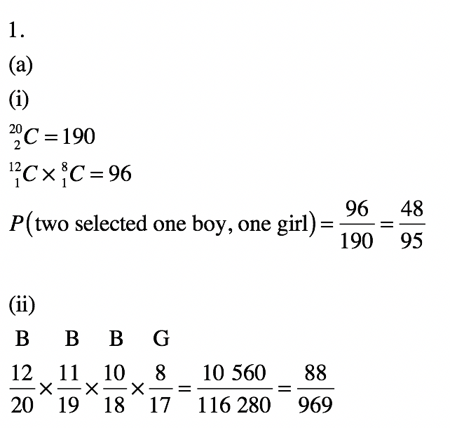 Leaving Cert. Maths (Higher) 2019: Paper 2 Q1